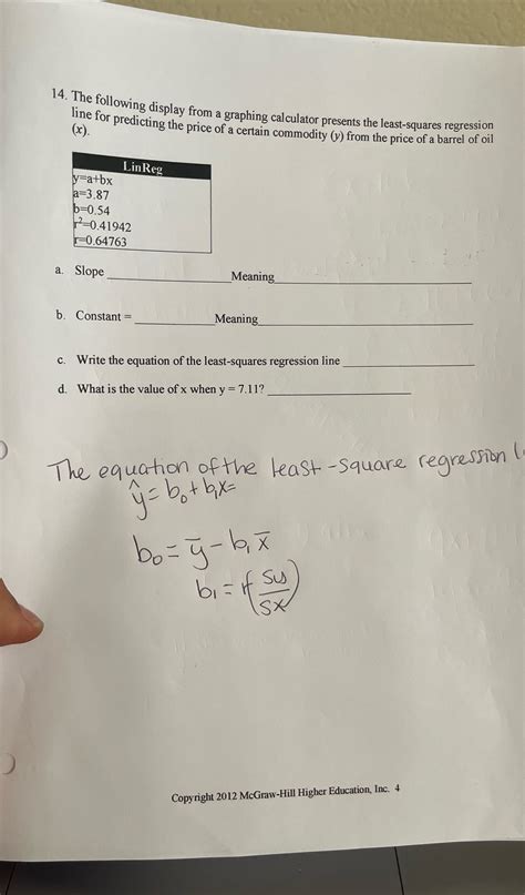 Solved What Do You Do 14 The Following Display From A Graphing Course Hero