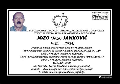 Jozo Jozo Janković Osmrtnice Ksb
