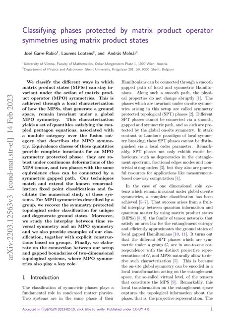 Pdf Classifying Phases Protected By Matrix Product Operator