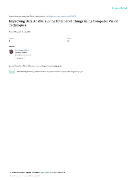 Improving Data Analysis In The Internet Of Things Using Computer Vision Techniques Pdf