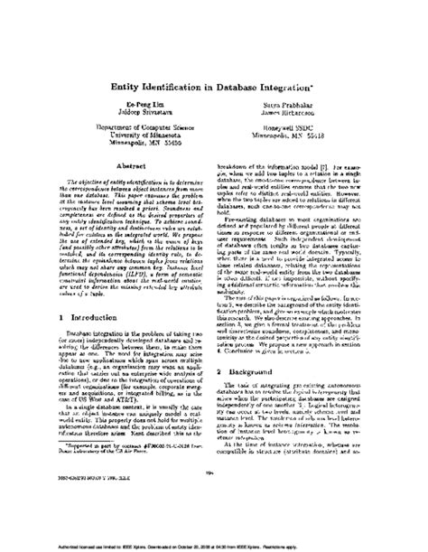 pdf entity identification in database integration jaideep srivastava