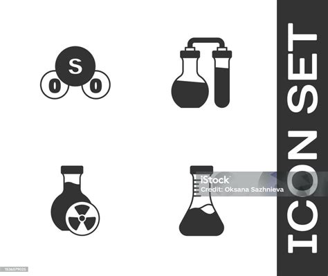 시험관 이산화황 So2 독성 액체 및 아이콘으로 설정하십시오 벡터 가열장치에 대한 스톡 벡터 아트 및 기타 이미지 가열장치