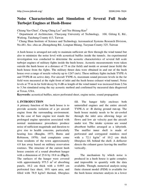 Chen Noise Characteristics And Simulation Of Several Full Scale Turbojet Engines At Hush House