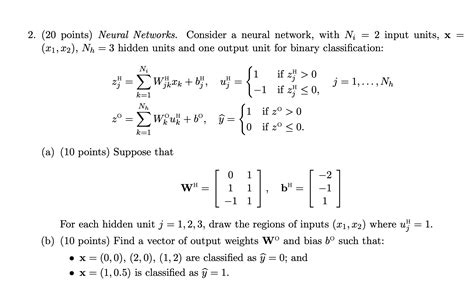 Solved 2 20 Points Neural Networks Consider A Neural