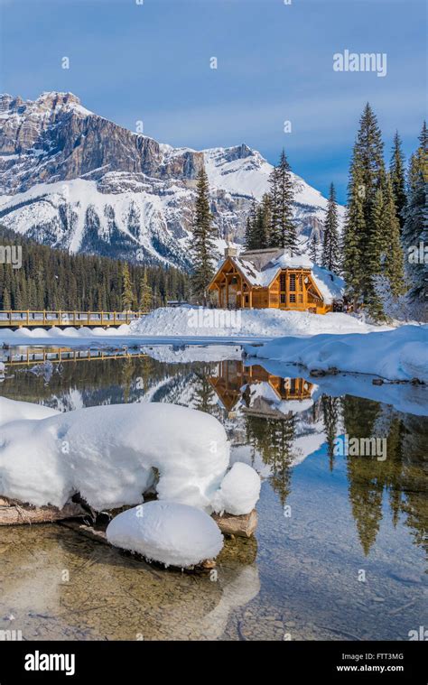 Restaurant Of Emerald Lake Lodge Complex Reflected In Outlet Stream At