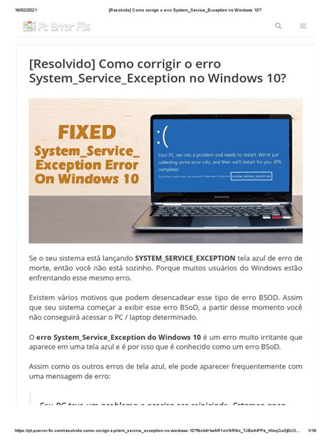 resolvido como corrigir o erro system service exception no