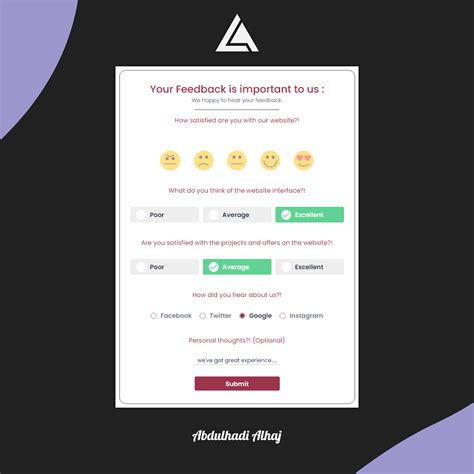 Feedback Form Ux Design Behance