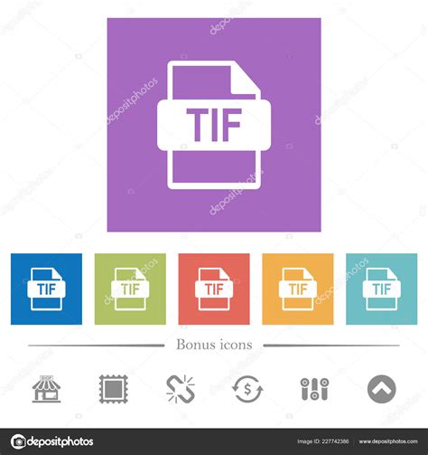 Tif File Format Flat White Icons Square Backgrounds Bonus Icons Stock