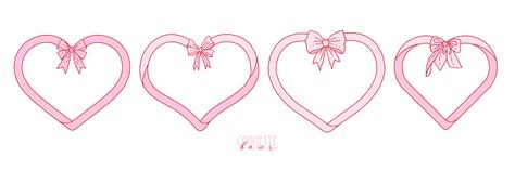 리본과 리본이 세팅된 하트 프레임 결혼식 초대장에 대한 손으로 그린 요염한 테두리 생일 카드 메뉴 디자인 파티 그래픽 장식을 위한 기발한 프레임 미니멀리스트 가리 라인 아트