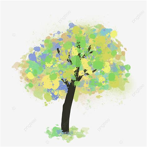 수채화 튀는 나무 일러스트 스플래시 잉크 나무 잔디 Png 일러스트 및 Psd 이미지 무료 다운로드 Pngtree
