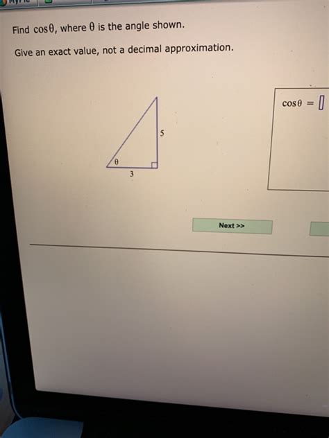 Solved Find cos where θ is the angle shown Give an exact Chegg com