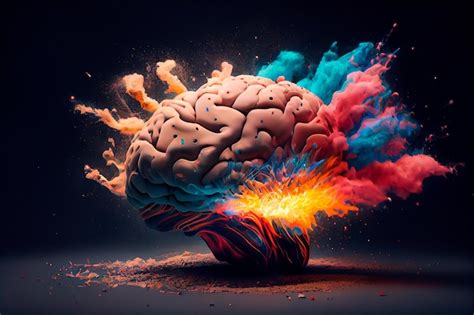 Premium Photo Concept Art Of A Human Brain Exploding With Knowledge And Creativity Generative Ai