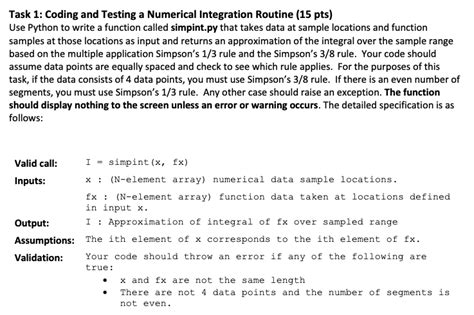 Solved Task 1 Coding And Testing A Numerical Integration