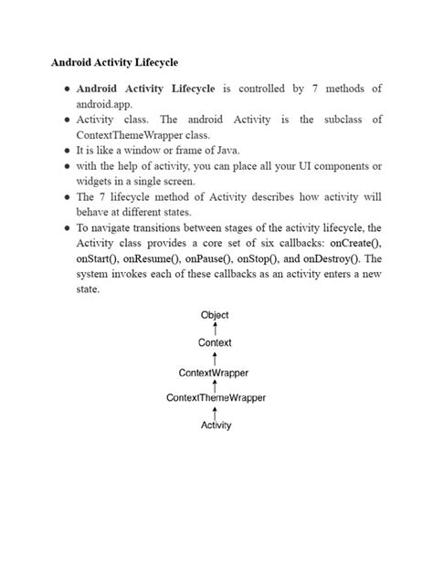 Android Activity Lifecycle Pdf Android Operating System Mobile App