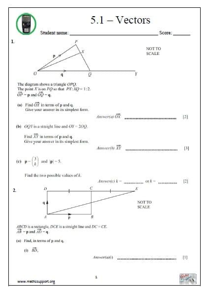 Maths Igcse Topic 0601 Vectors 0607