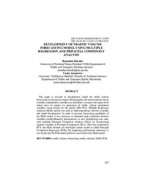 Pdf Development Of Traffic Volume Forecasting Model Using Multiple