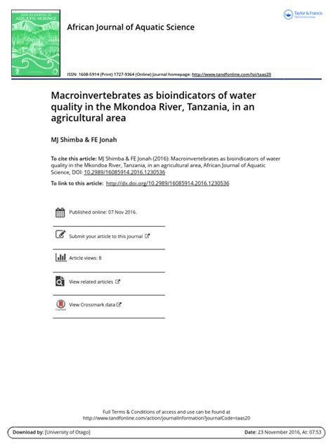 Microvitabrates As Bioindicators Of Water Quality Pdf Water Quality Water