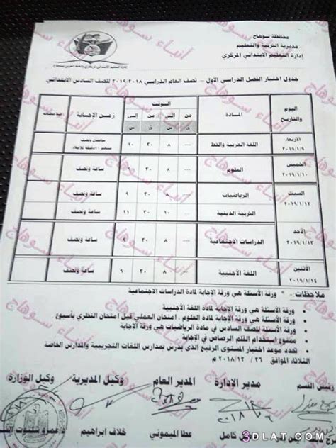 جدول امتحان الترم الأول محافظة دمياط 2025 للمرحلة الابتدائية عام لغات سارة سرسور
