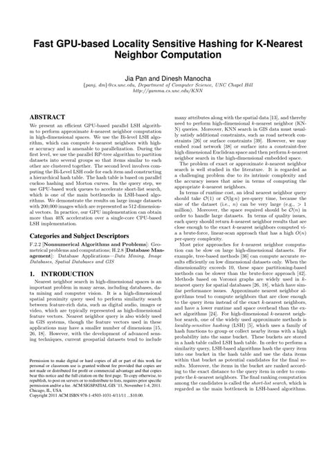 Pdf Fast Gpu Based Locality Sensitive Hashing For K Nearest Neighbor