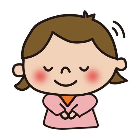お辞儀をする子供（女の子）の無料フリーイラスト かわいい手描きの無料素材「てがきっず」保育園・小学校・介護施設にぴったりのフリー素材イラスト