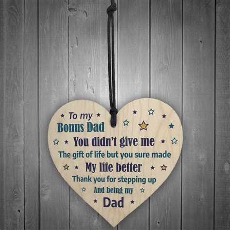 Step Dad Ts From Stepdaughter Stepson Wood Heart Birthday