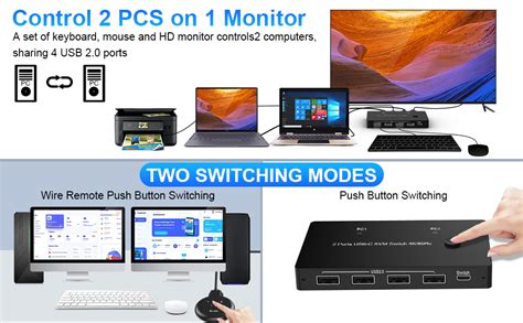 USB C KVM Switch 4K 60Hz USB C Switcher For 2 Computers Share 1 HDMI HD Monitor And 4 USB