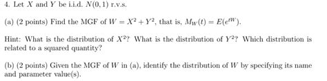 Solved Let X And Y Be Iid N01 Rvs A 2 Points
