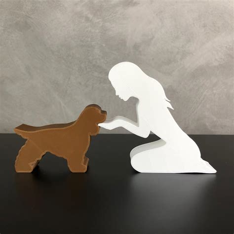 Stl File Girl And Her Cockerstraight Hair For 3d Printer Or Laser Cut 👧・3d Printing Template