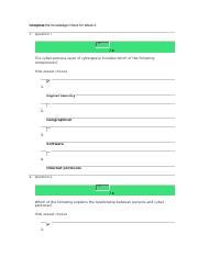 CYB 100 Week 4 Quiz Docx Complete The Knowledge Check For Week 4 1 Question 1 4 4 The Cyber