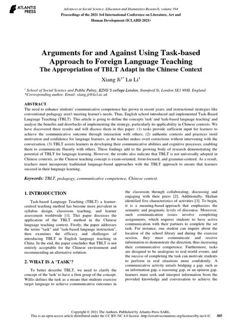 Arguments For And Against Using Task Based Approach To Foreign Language