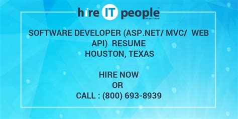Software Developer Aspnetmvc Web Api Resume Houston Texas Hire It People We Get It Done