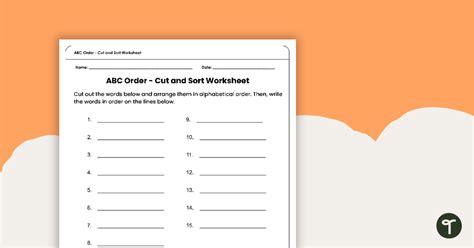 Abc Order Cut And Sort Worksheet Teach Starter Worksheets Library