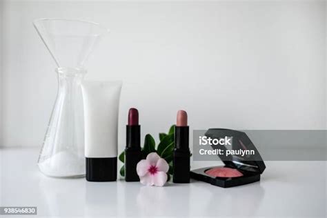 화장품 연구소 연구 및 개발입니다 과학 생물 메이크업 립스틱 제품으로 나뭇잎 자연 유기농 뷰티 화장품 개념입니다 화장품입니다 개념에 대한 스톡 사진 및 기타 이미지 Istock