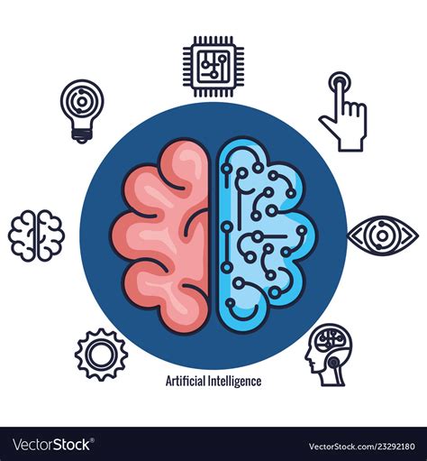 brain with artificial intelligence icons vector image