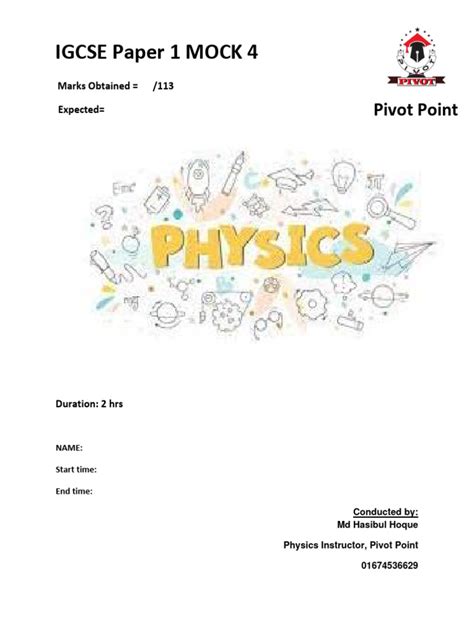 Physics Mock 4 Paper 1 Pdf Chemistry Physical Chemistry