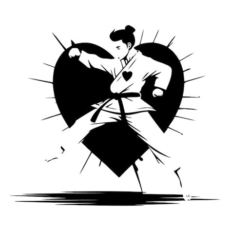 Premium Vector Karate Girl In A Red Heart Karate Girl Vector Illustration