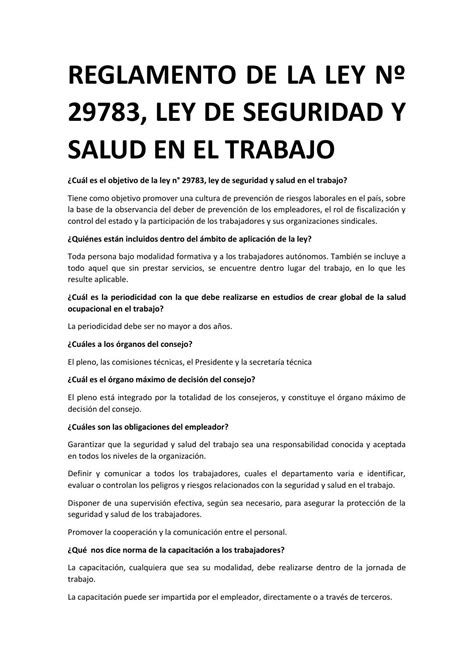 Reglamento De La Ley Nº 29783 By Jorge Gutierrez Aguirre Issuu