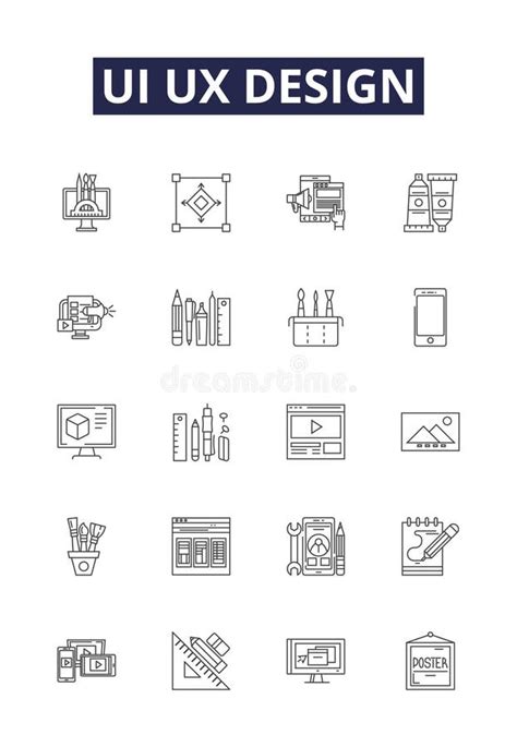 ui ux design line vector icons and signs ux design prototyping user