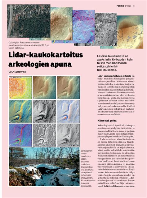 Pdf Lidar Remote Sensing Helps Archaeologists Popular Paper In Finnish Lidar Kaukokartoitus