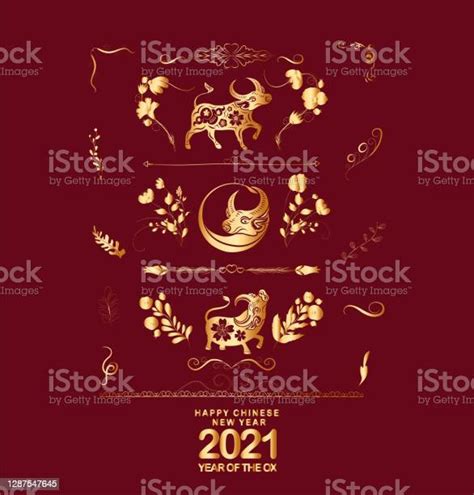 2021년 도제된 중국신분 금 조디악 기호 꽃과 인사말 카드 초대 포스터 브로셔 달력 전단지 배너 0명에 대한 스톡 벡터 아트 및 기타 이미지 Istock