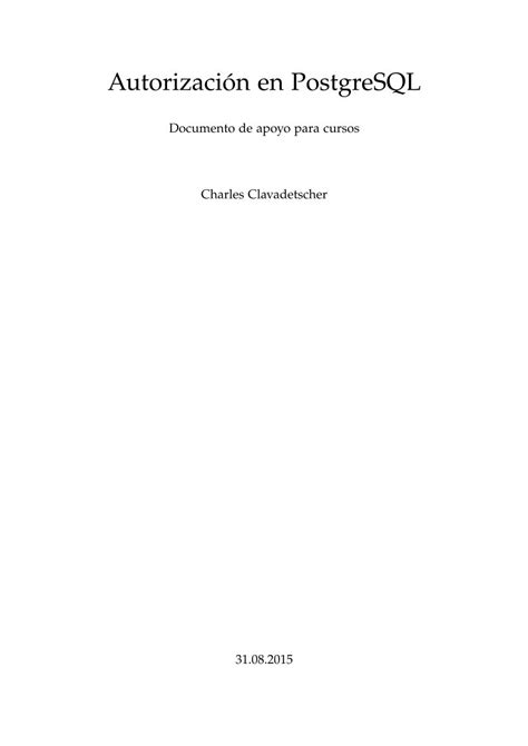Pdf De Programación Autorización En Postgresql