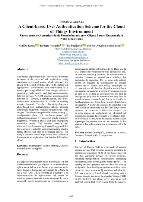 Pdf A Client Based User Authentication Scheme For The Cloud Of Things