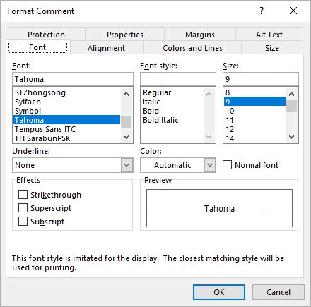 Formatting Comments Microsoft Excel Undefined