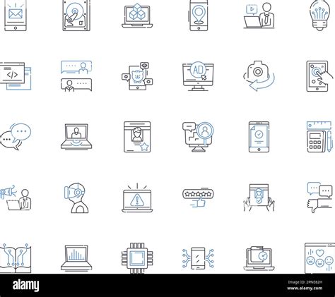 Data Mining Line Icons Collection Extraction Analysis Machine