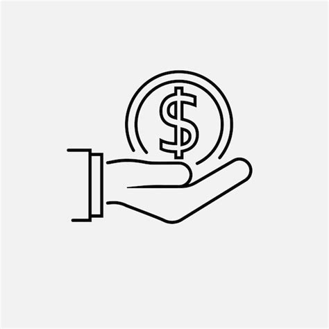 Premium Vector Linear Coin In Hand Icon