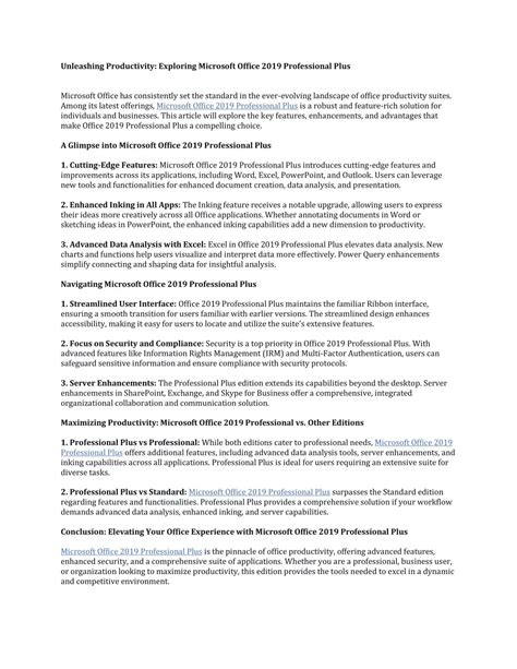 Ppt Unleashing Productivity Exploring Microsoft Office 2019