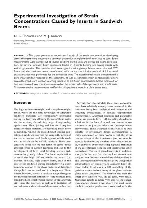Pdf Experimental Investigation Of Stress Concentrations Caused By Inserts In Sandwich Panels