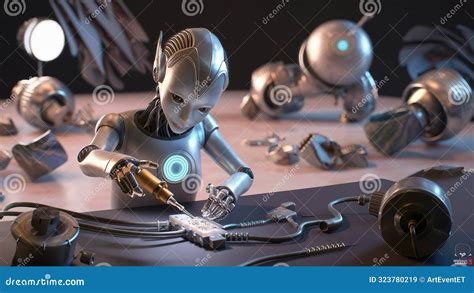 Robot Working Robot Soldering Wires Using Soldering Iron Tin And