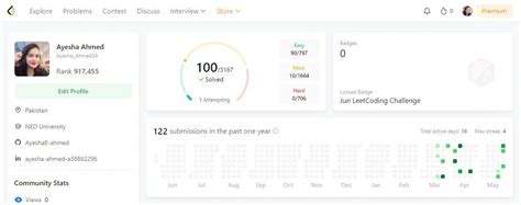 Ayesha Ahmed On Linkedin Leetcode Codingjourney Continuouslearning