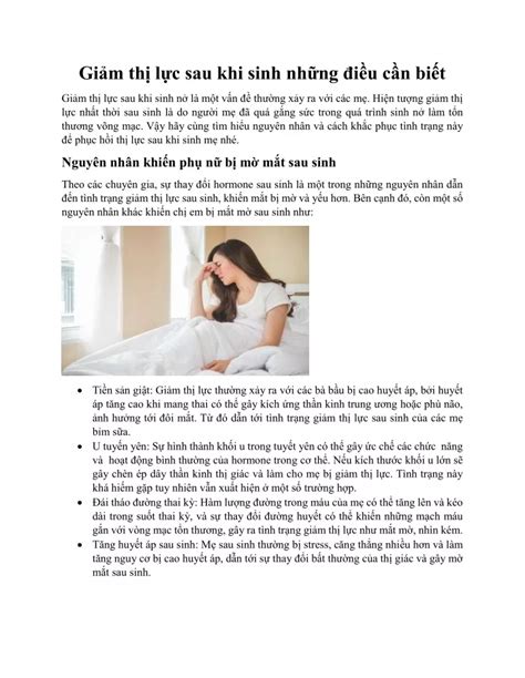 Ppt Gi M Th L C Sau Khi Sinh Nh Ng I U C N Bi T Powerpoint Presentation Id